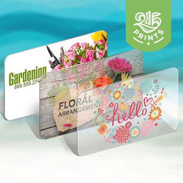 30 mil Plastic Business Cards or 20 pt Plastic Hang Tags | 215 Prints