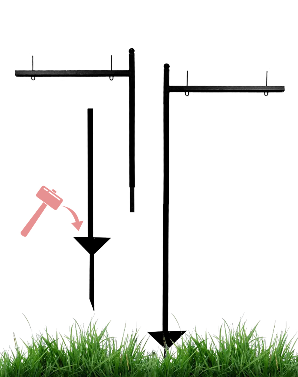 Post & Base - 33" Arm with pegs